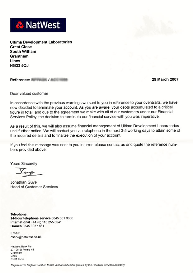 NatWest Fake Letter Tweaked For Your Pleasure